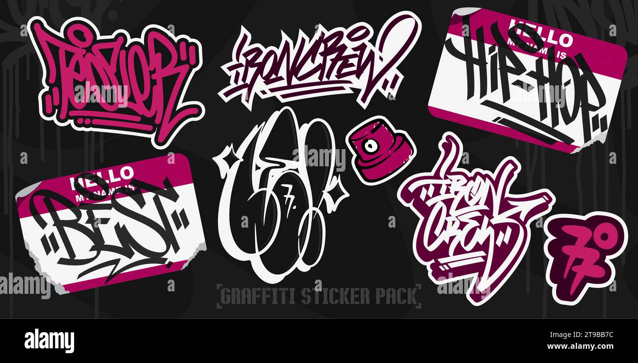 Abstract Colorful Urban Graffiti Style Sticker Bombing With Some Street ...