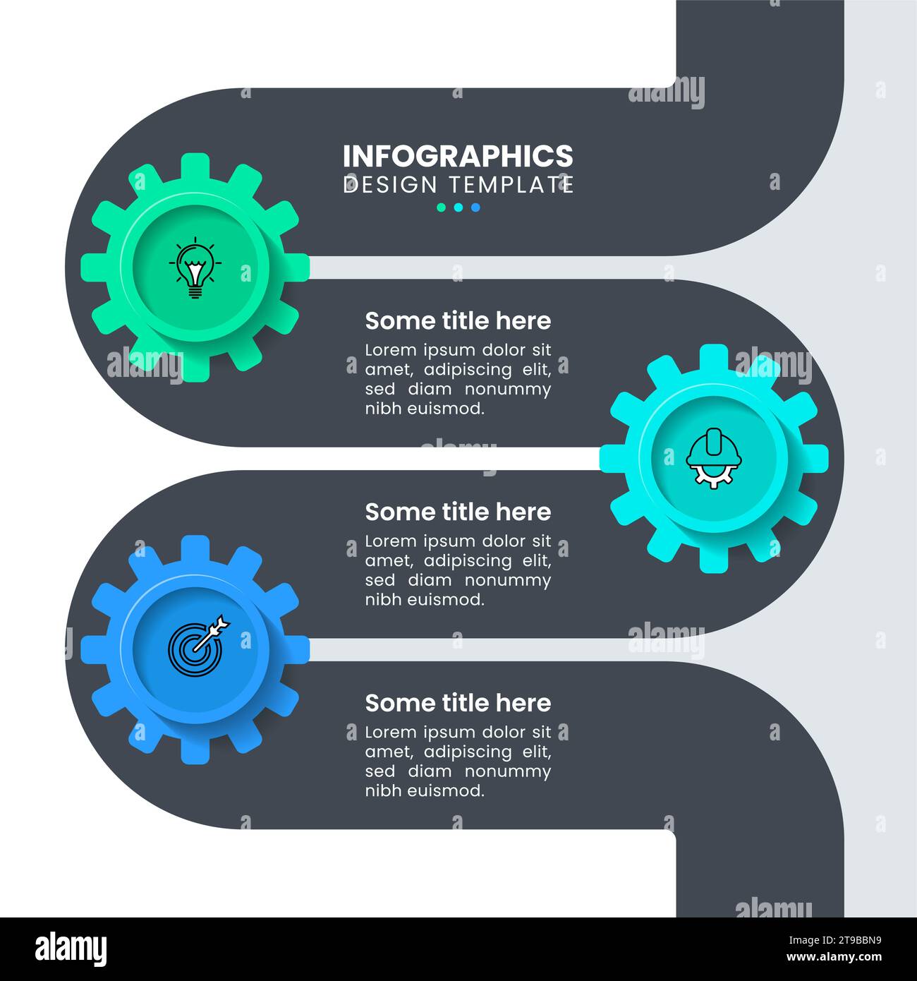Infographic template with icons and 3 options or steps. A Zigzag line ...