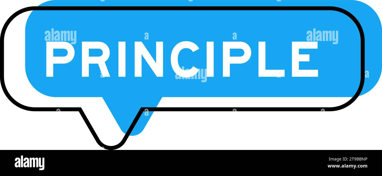 Speech banner and blue shade with word principle on white background ...
