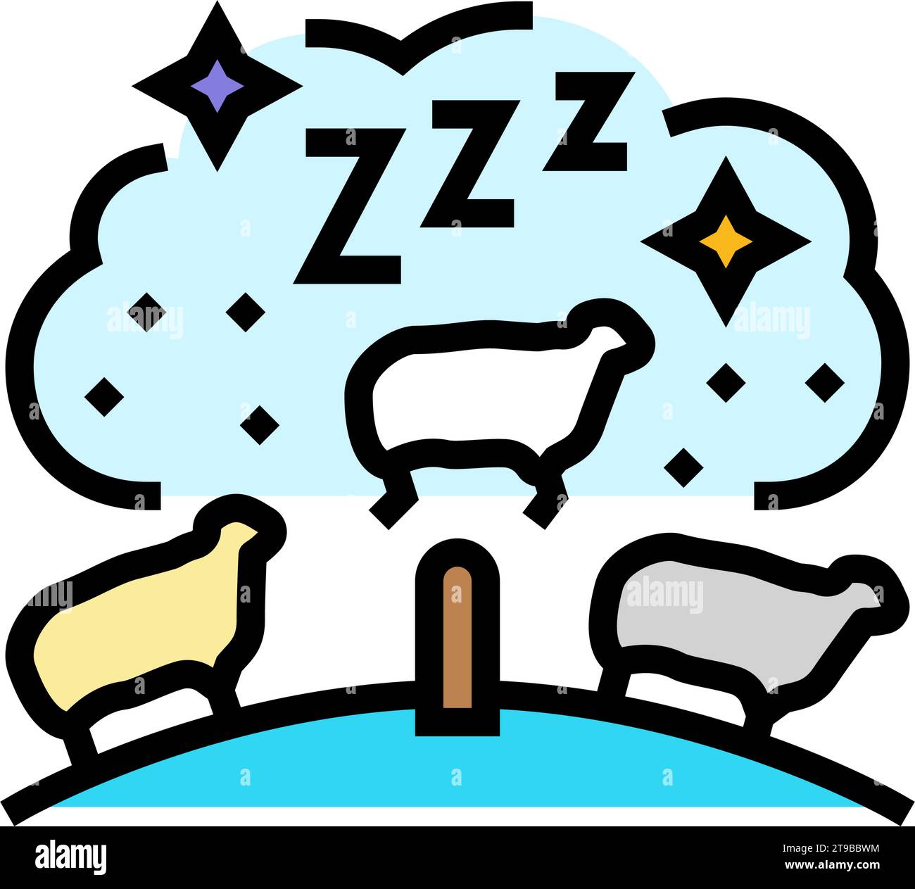 counting sheep sleep night color icon vector illustration Stock Vector ...