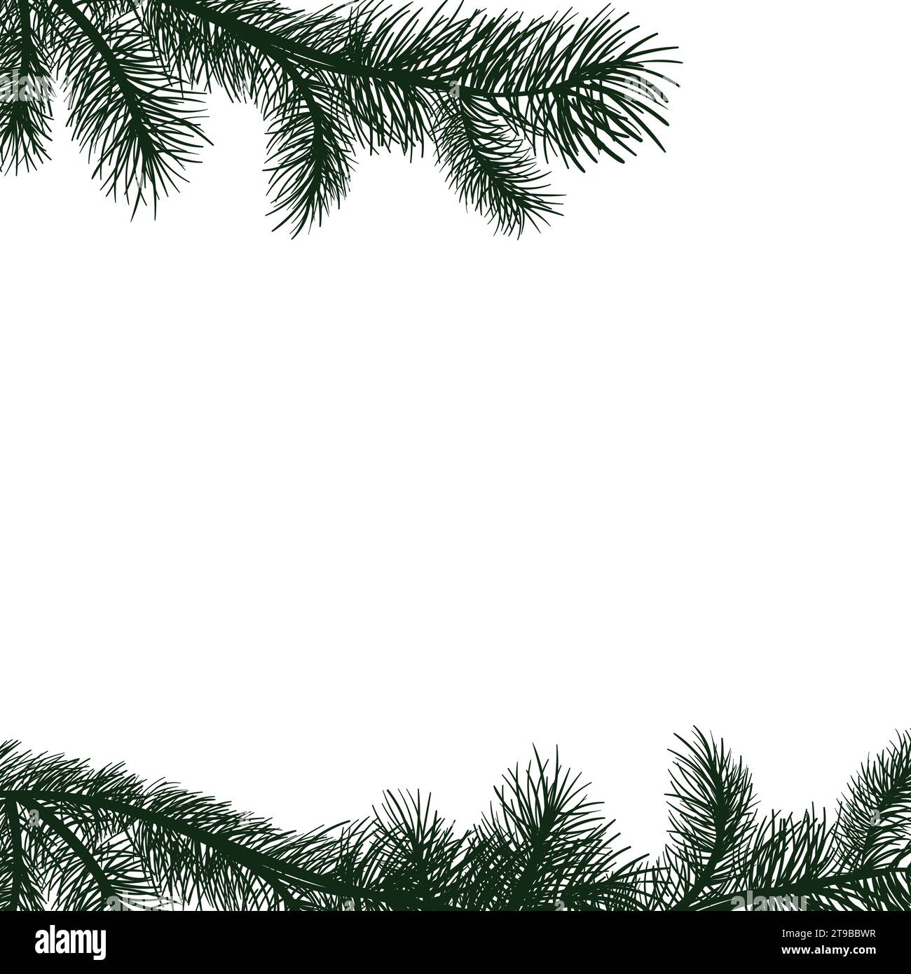 Merry christmas card with text and christmas tree square frame, vector ...