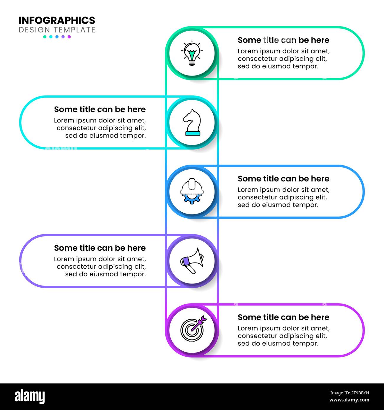 Infographic template with icons and 5 options or steps. Vertical line ...