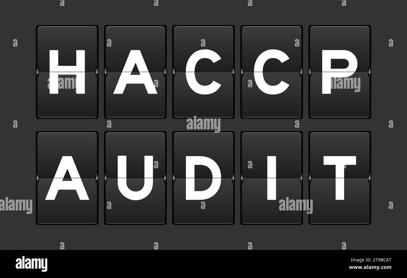 Black color analog flip board with word HACCP (Hazard Analysis Critical ...