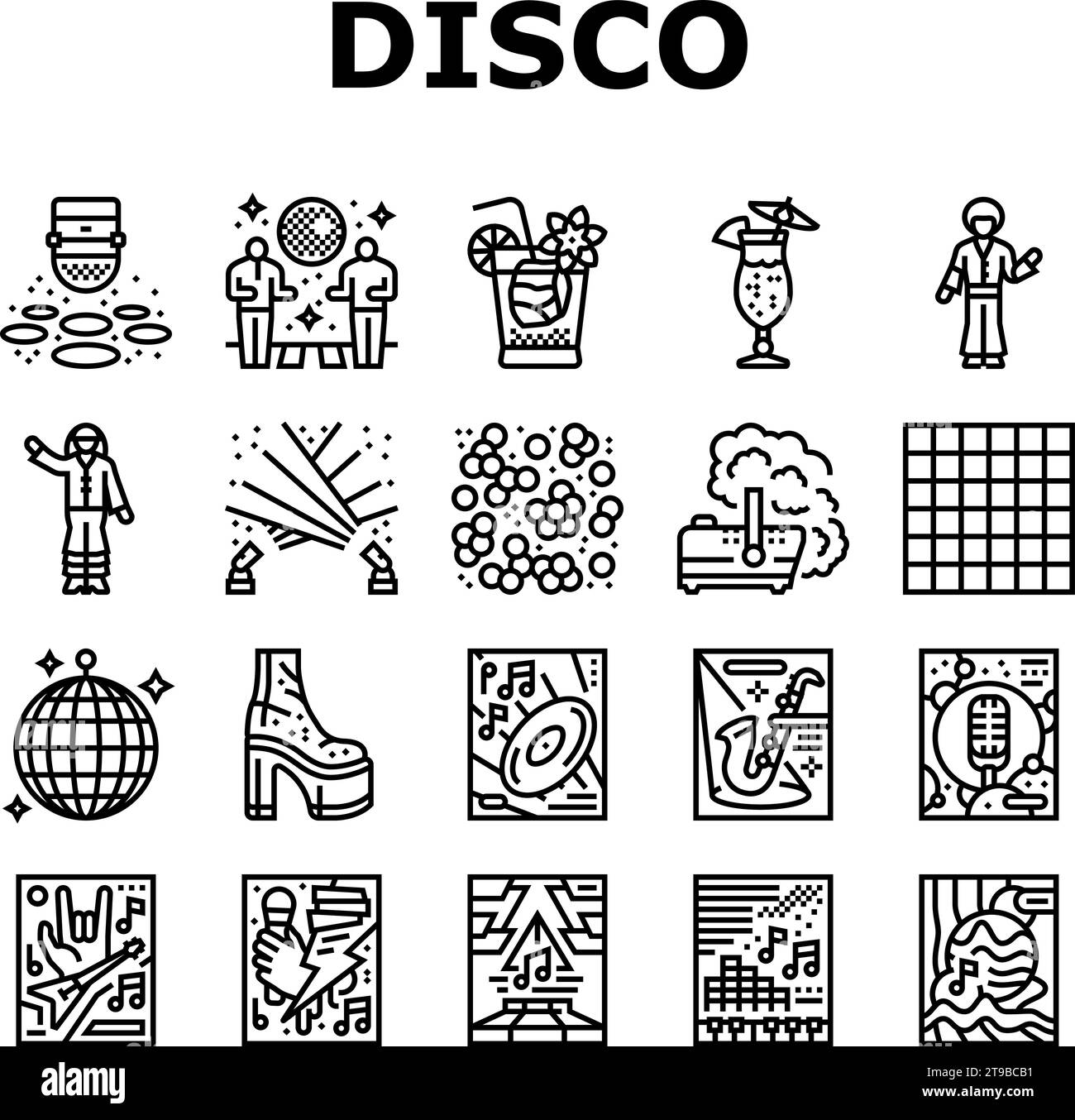 disco party music night dance icons set vector Stock Vector Image & Art ...