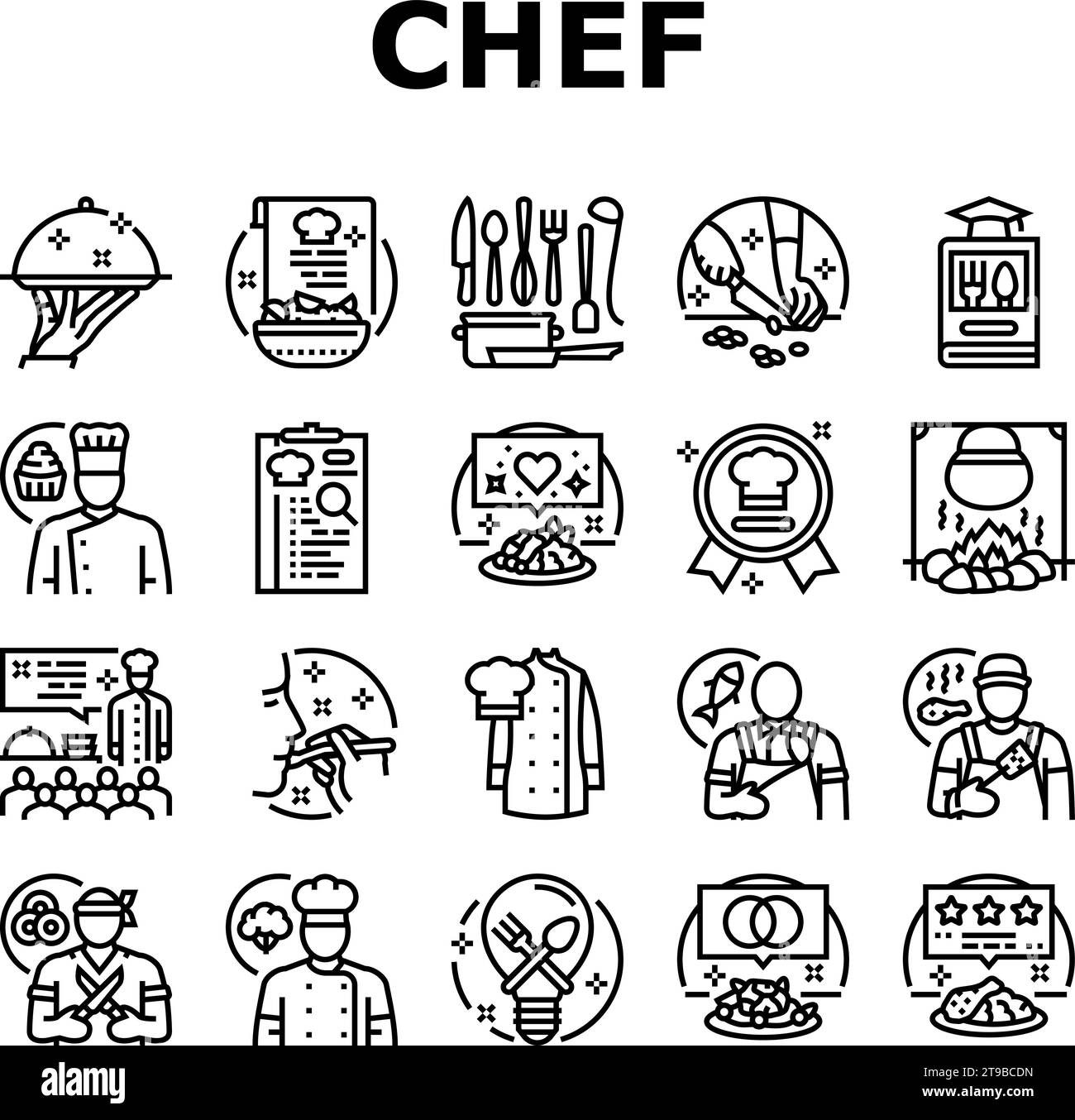 restaurant chef cooking food icons set vector Stock Vector Image & Art ...