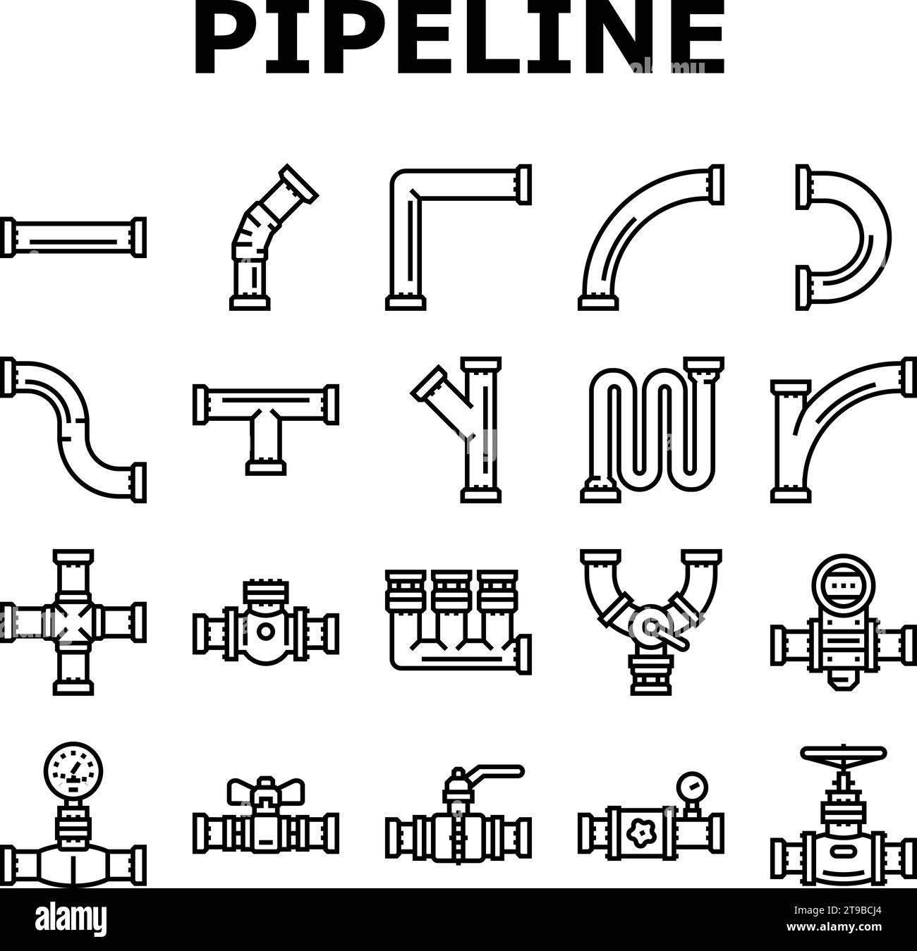 pipeline oil industry gas pipe icons set vector Stock Vector Image ...