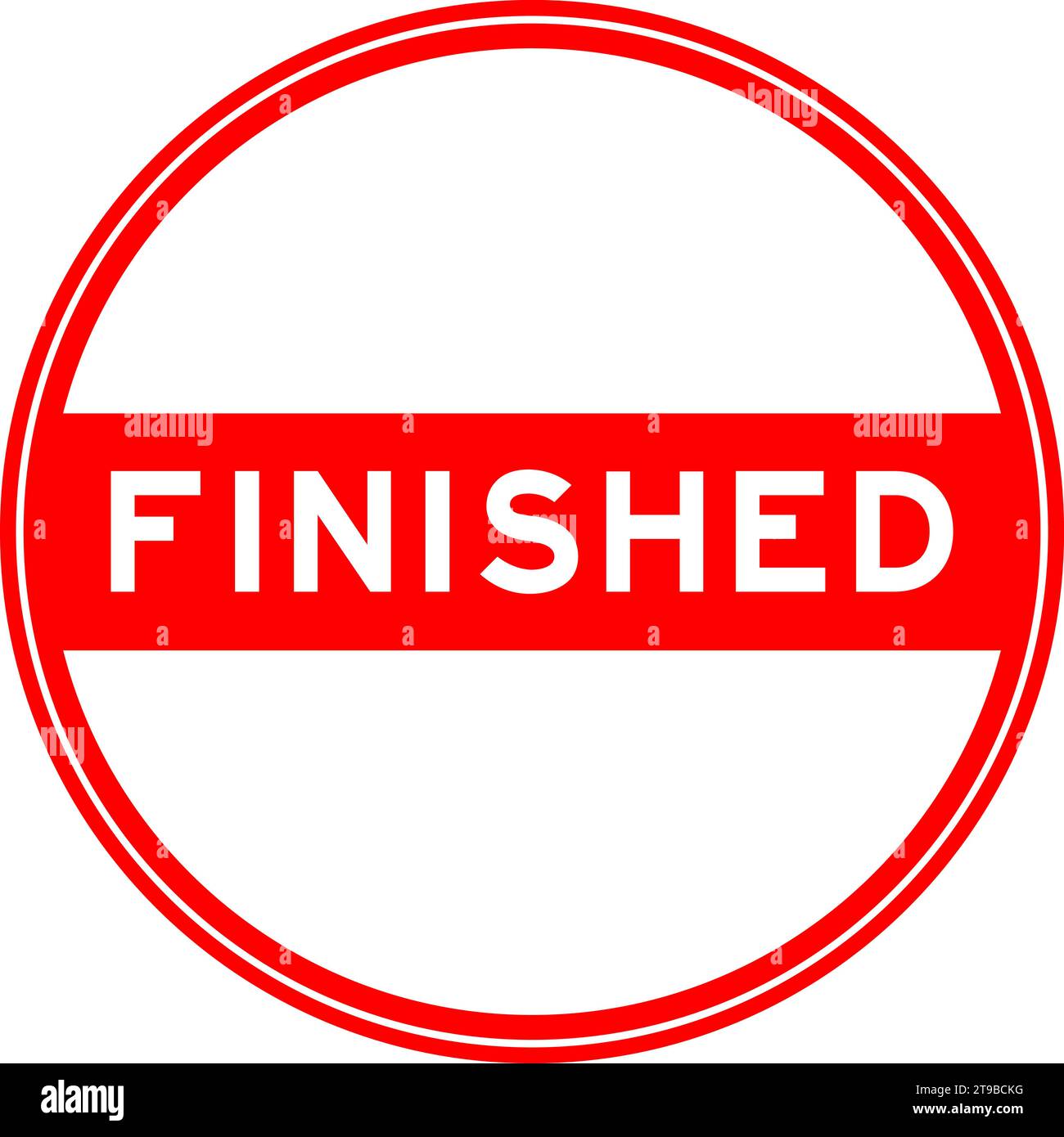 Red color round seal sticker in word finished on white background Stock ...