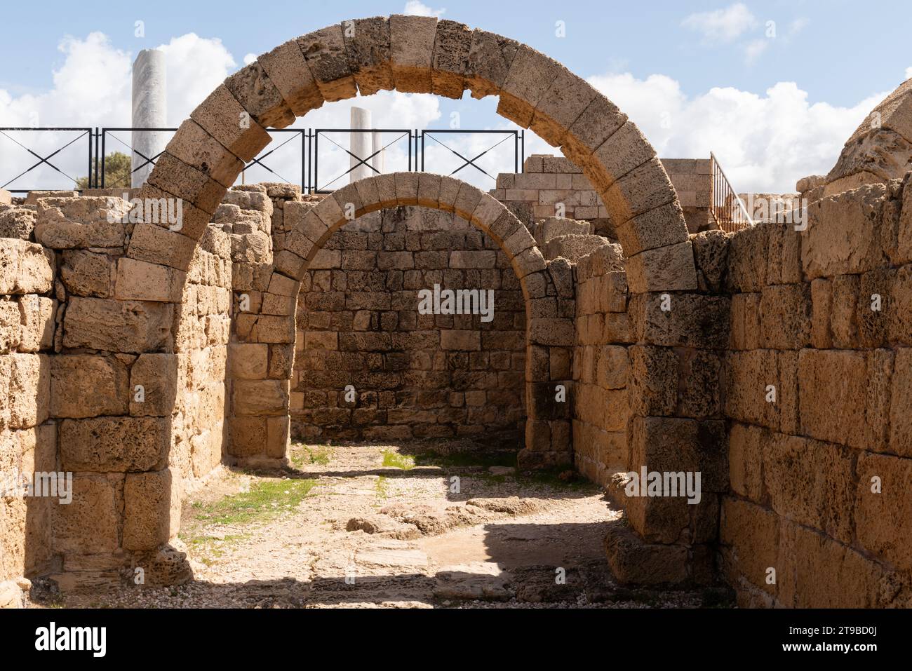A preserved stone archway, part of he excavation of the Roman-era ...