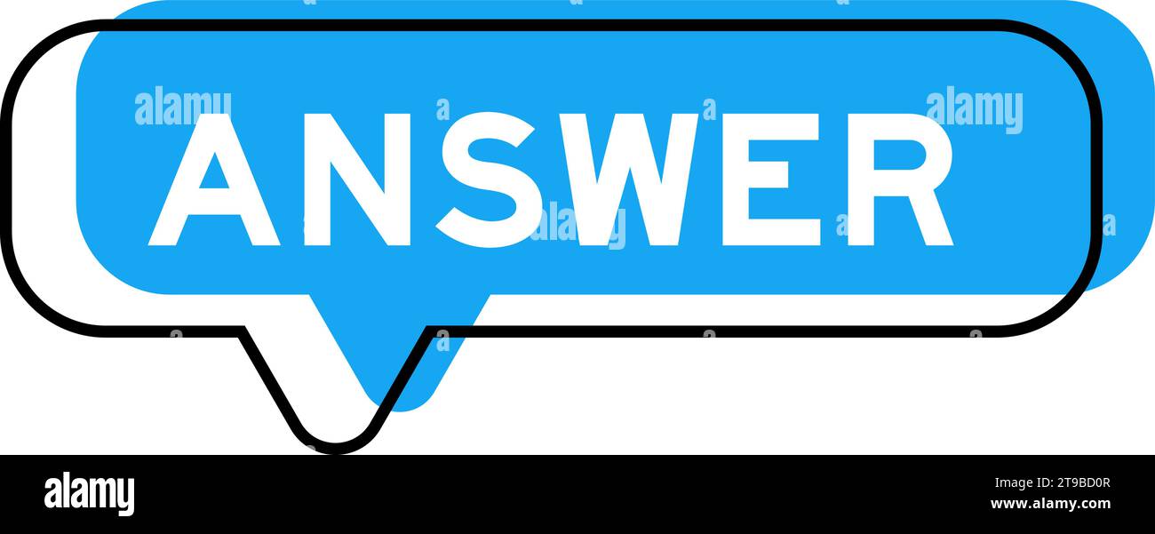 Speech banner and blue shade with word answer on white background Stock ...