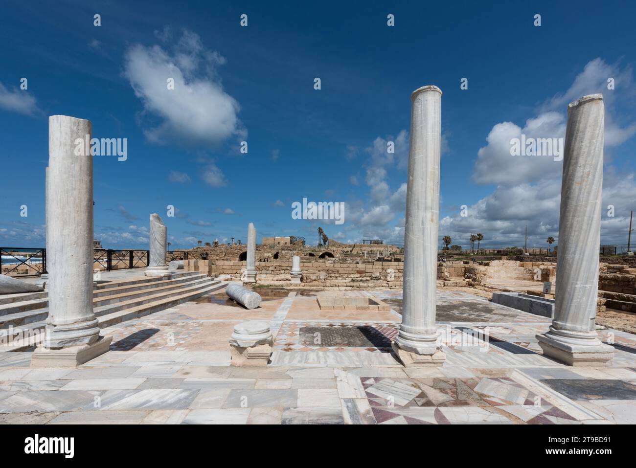 Preserved marble columns, part of he excavation of the Roman-era ...