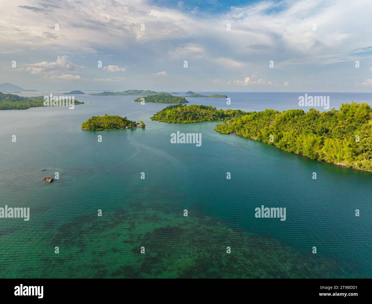 Beautiful seascape with islands and blue sea. Once Islas in Zamboanga ...