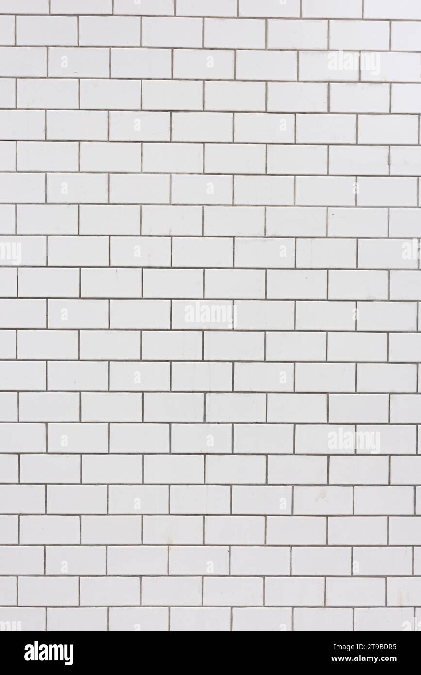 Detail of a white, shiny, porcelain or ceramic tile wall Stock Photo ...