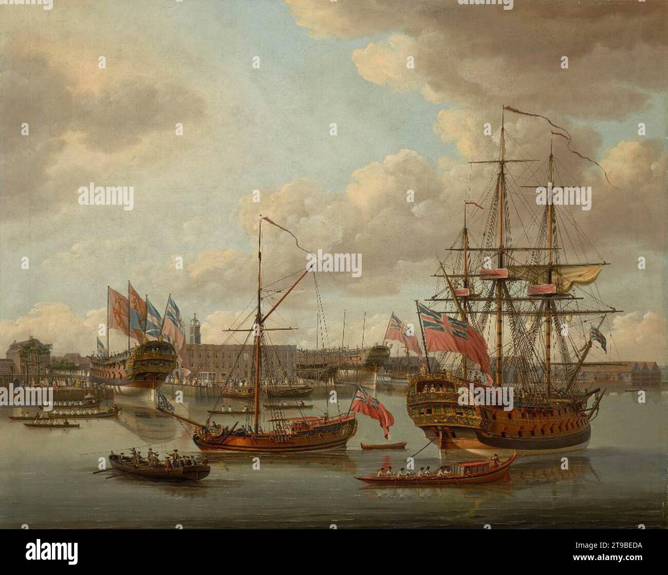 Deptford Shipyard, London 1755 by John The Elder Cleveley Stock Photo ...