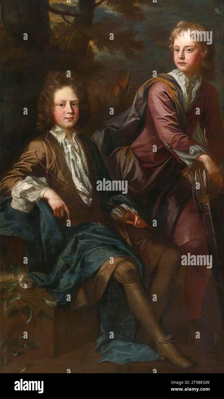 Portrait of Thomas and George Dashwood - by John Closterman Stock Photo ...