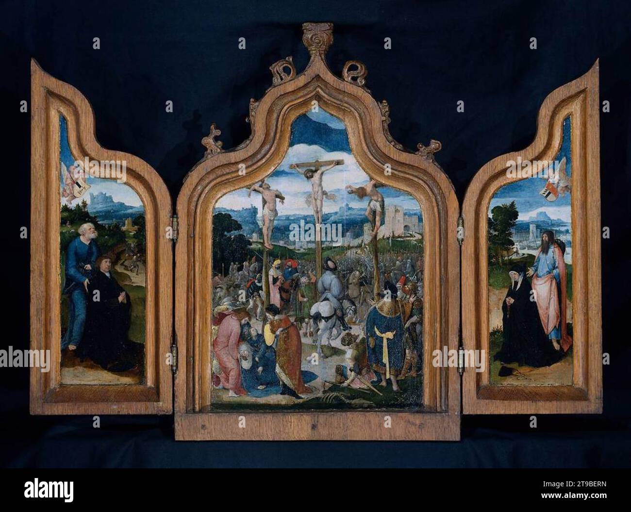 Triptych with Calvary and Patrons 1506 by Jan Wellens De Cock Stock Photo - Alamy