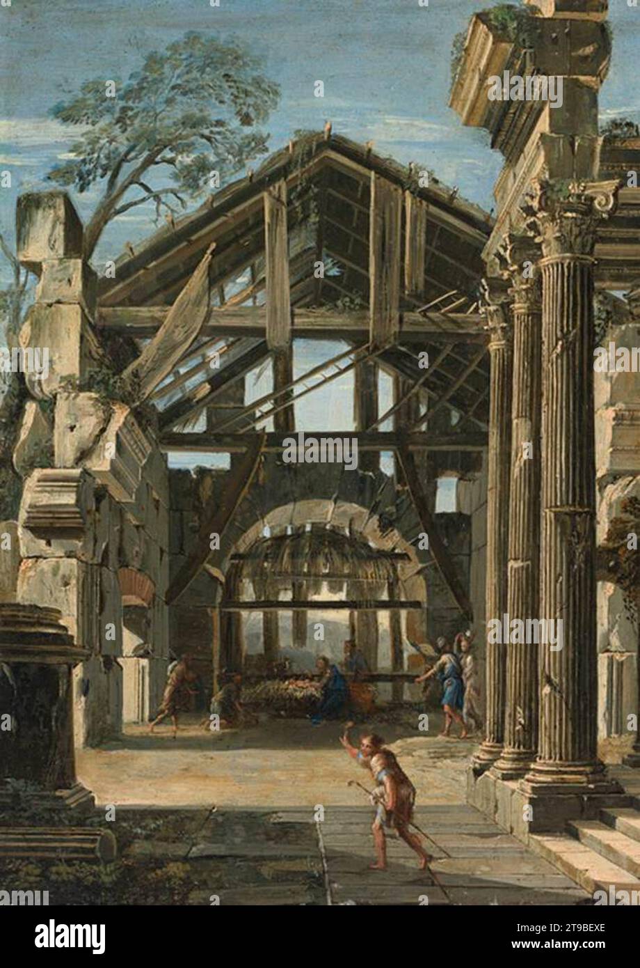 The Nativity in an Ancient Ruin c. 1660 by Viviano Codazzi Stock Photo ...