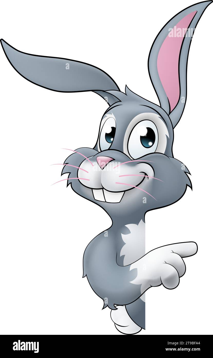 Easter Bunny Rabbit Cartoon Character Peeking Sign Stock Vector Image ...