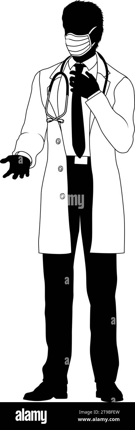 Doctor Man Medical Silhouette Healthcare Person Stock Vector Image ...