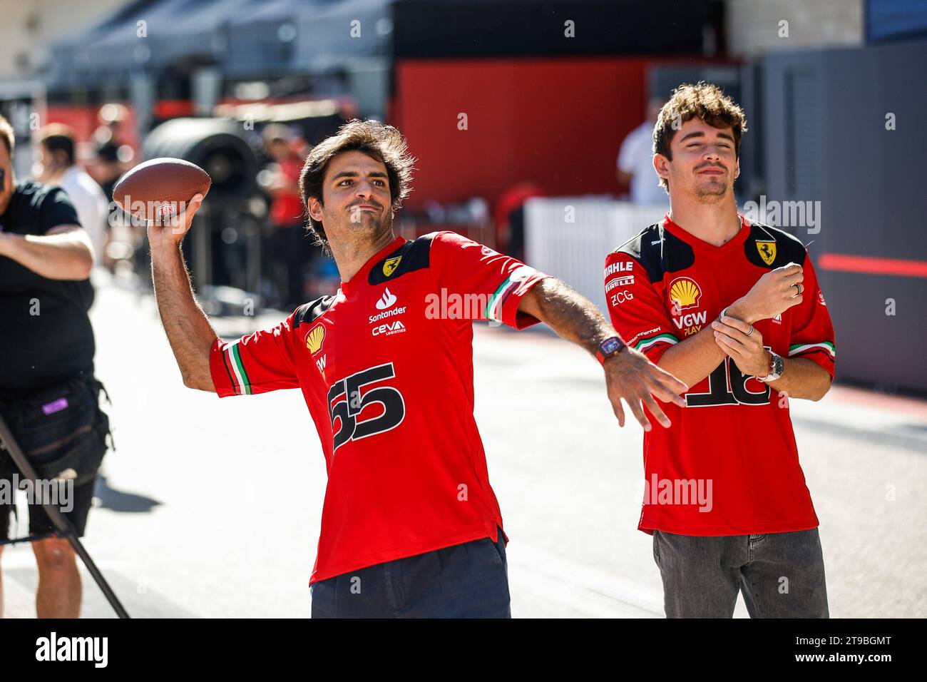 Austin, USA. 19th Oct, 2023. #55 Carlos Sainz (ESP, Scuderia Ferrari), #16 Charles Leclerc (MCO ...