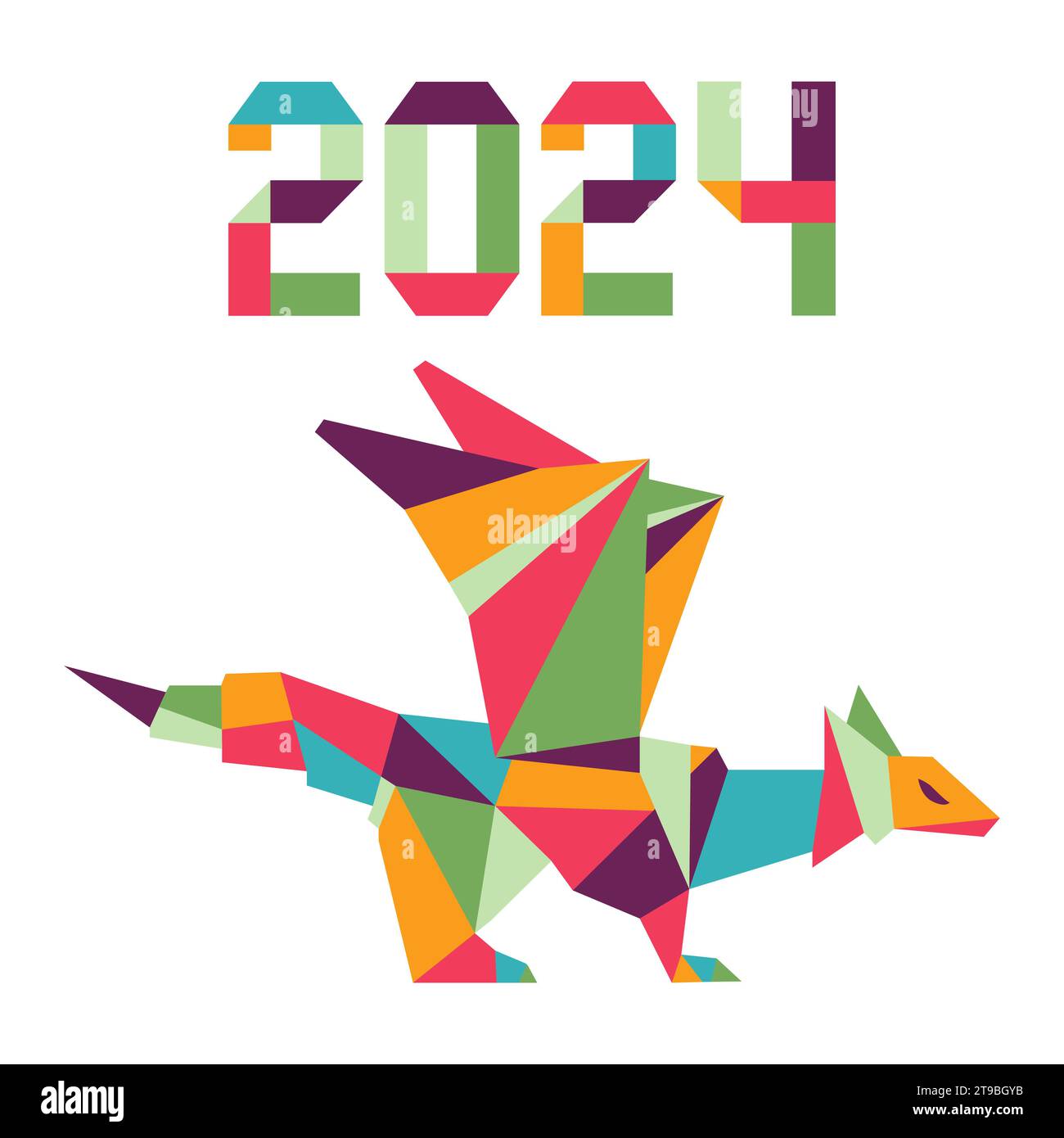 Happy new year Vector illustration Origami Symbol of 2024 on Chinese ...