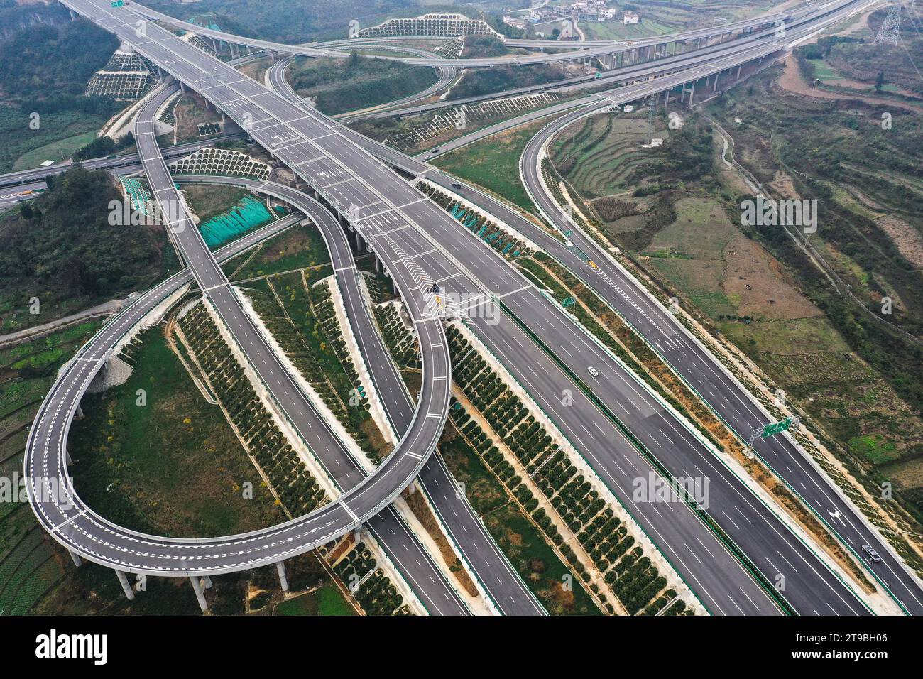 Guiyang. 24th Nov, 2023. This aerial photo taken on Nov. 24, 2023 shows ...