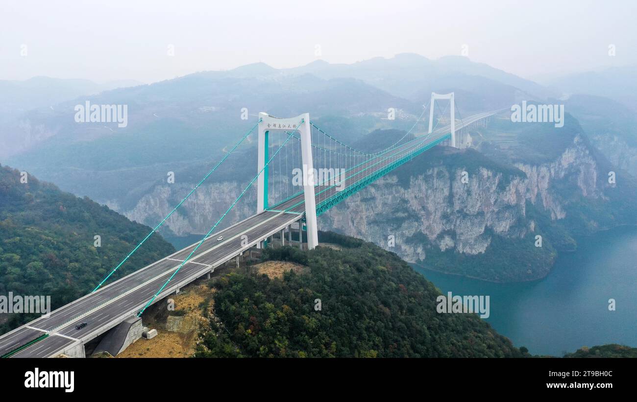 Guiyang. 24th Nov, 2023. This aerial photo taken on Nov. 24, 2023 shows ...