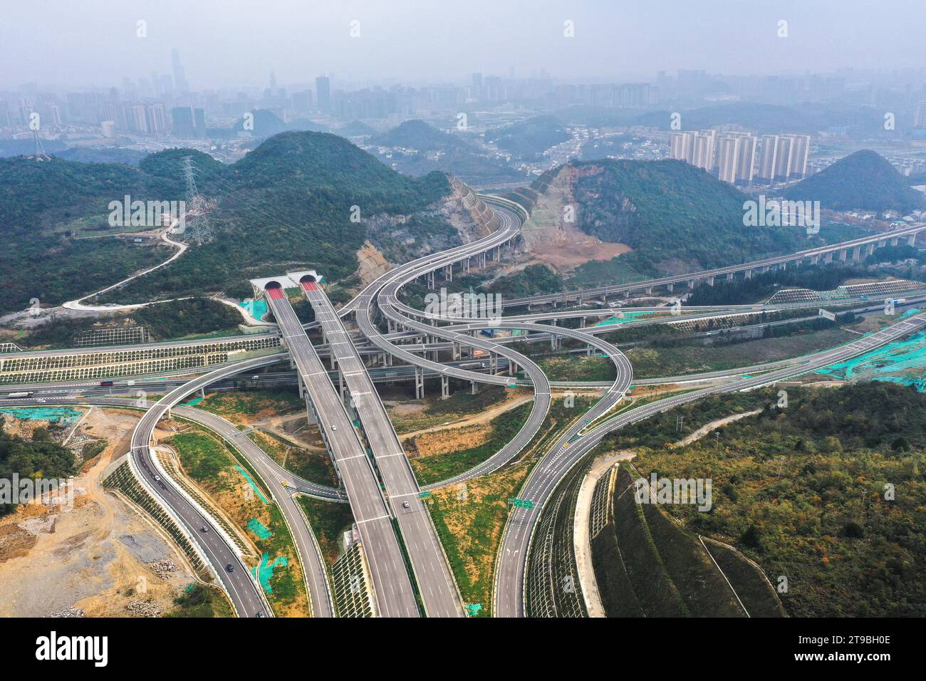 Guiyang. 24th Nov, 2023. This aerial photo taken on Nov. 24, 2023 shows ...