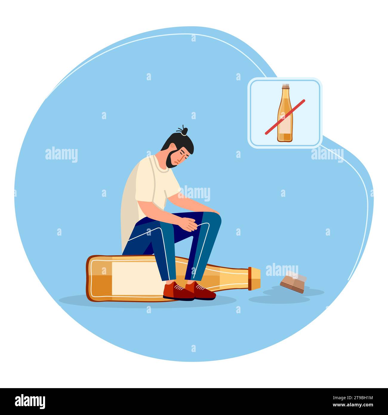 Alcoholism problem vector illustration. Unhealthy lifestyle. Alcoholic ...