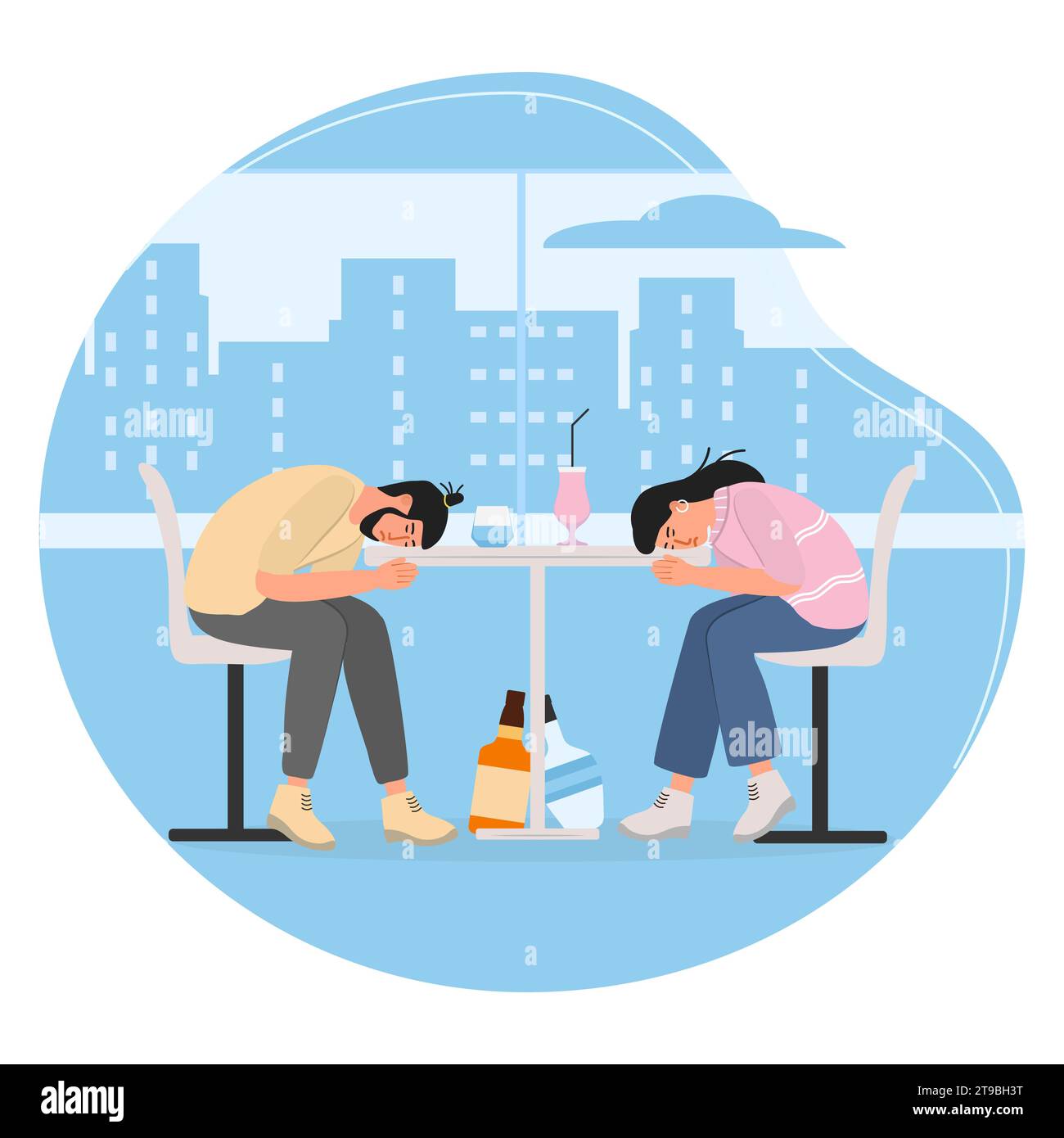 Alcoholism problem vector illustration. Unhealthy lifestyle. Alcoholic ...