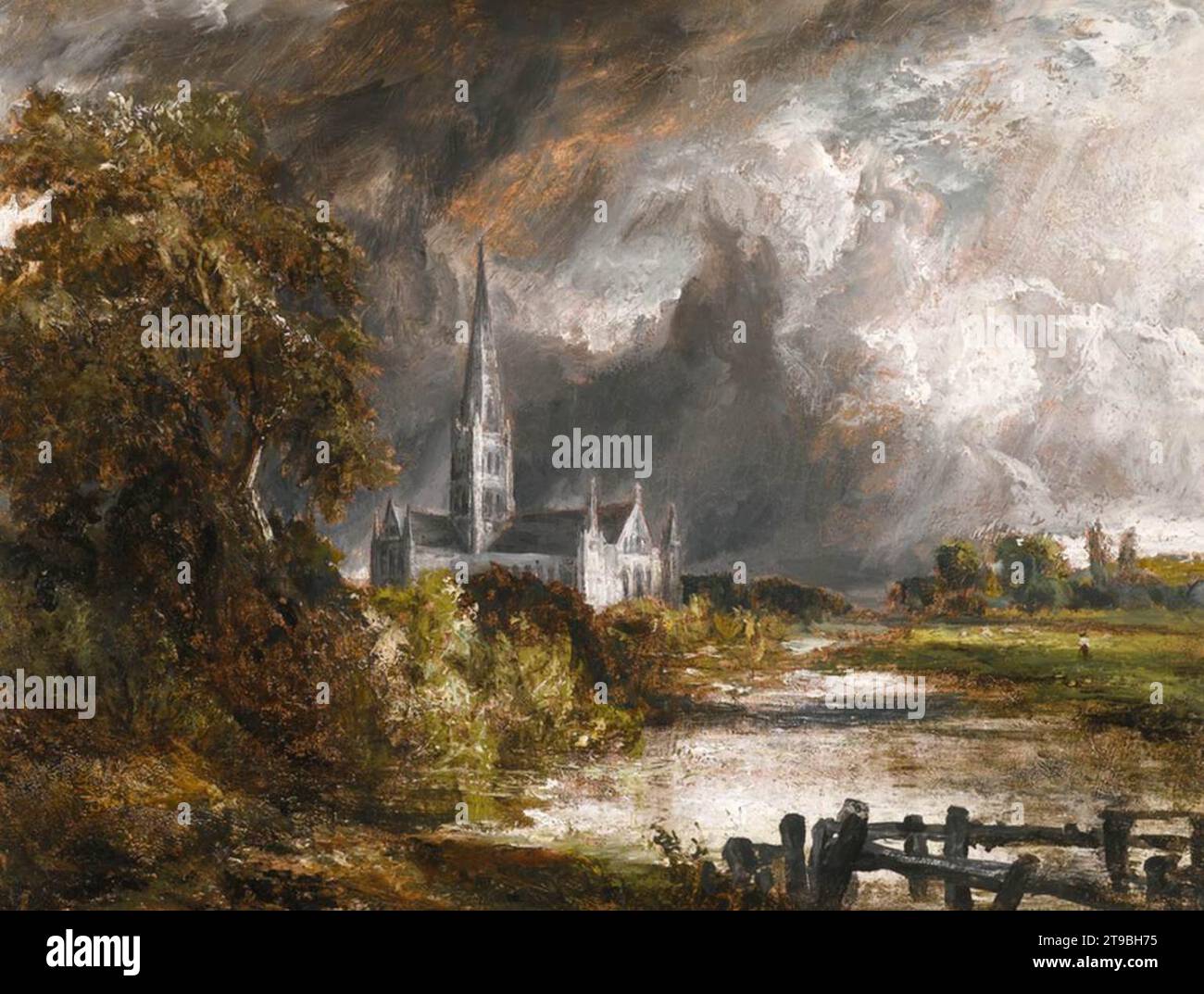Salisbury Cathedral from the Meadows c. 1830 by John Constable Stock ...