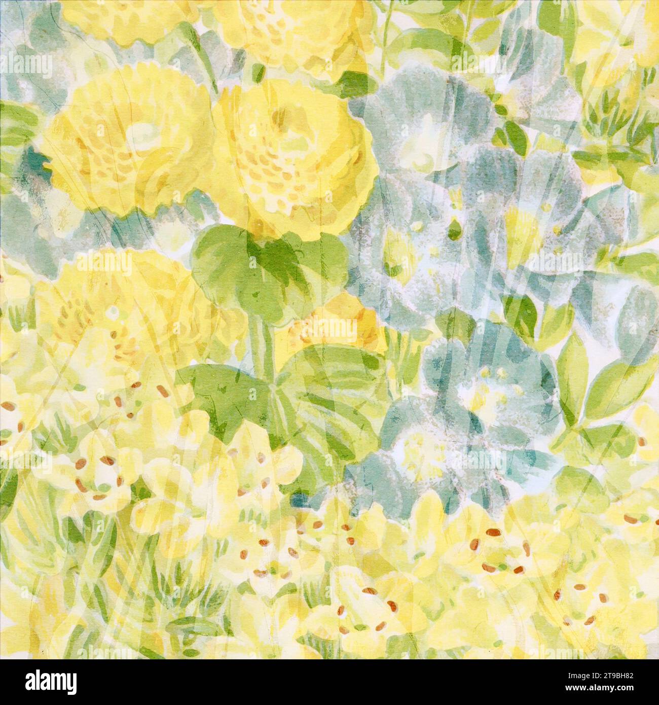 Square floral design, digitally painted in oil, boasting a vibrant ...