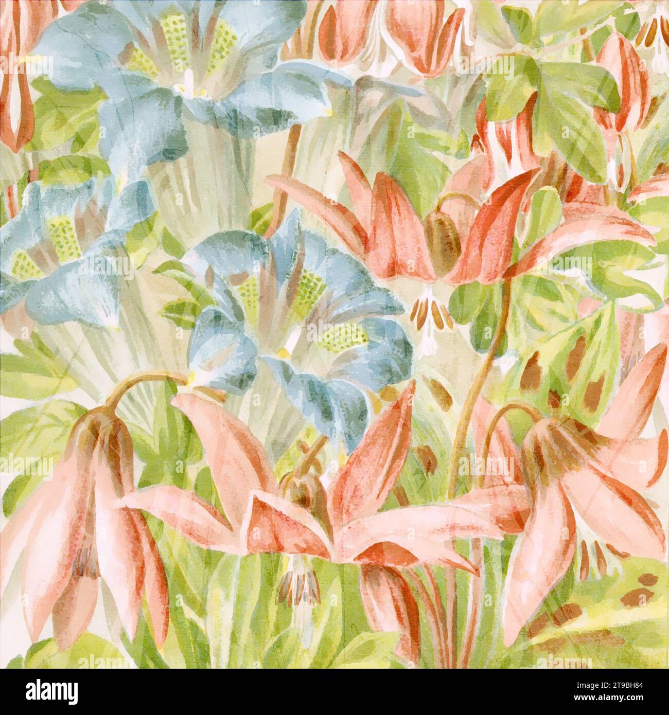 Square floral design, digitally painted in oil, boasting a vibrant ...