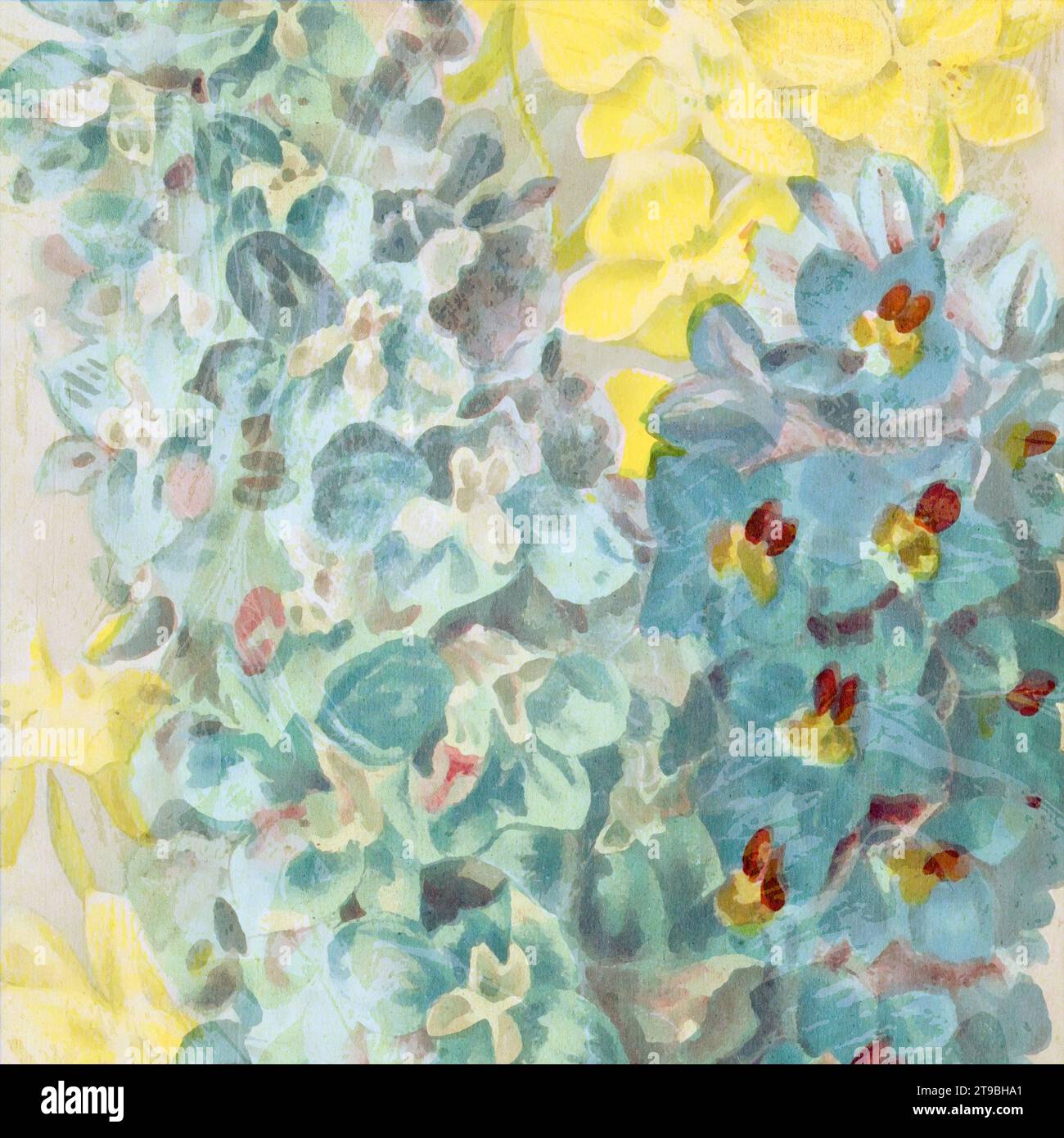 Square floral design, digitally painted in oil, boasting a vibrant ...