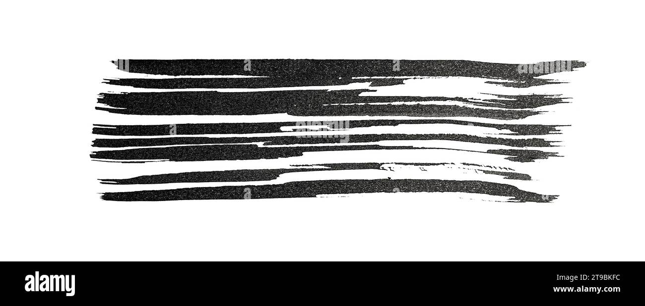 Black abstract brush texture stroke and splashes of paint on paper ...