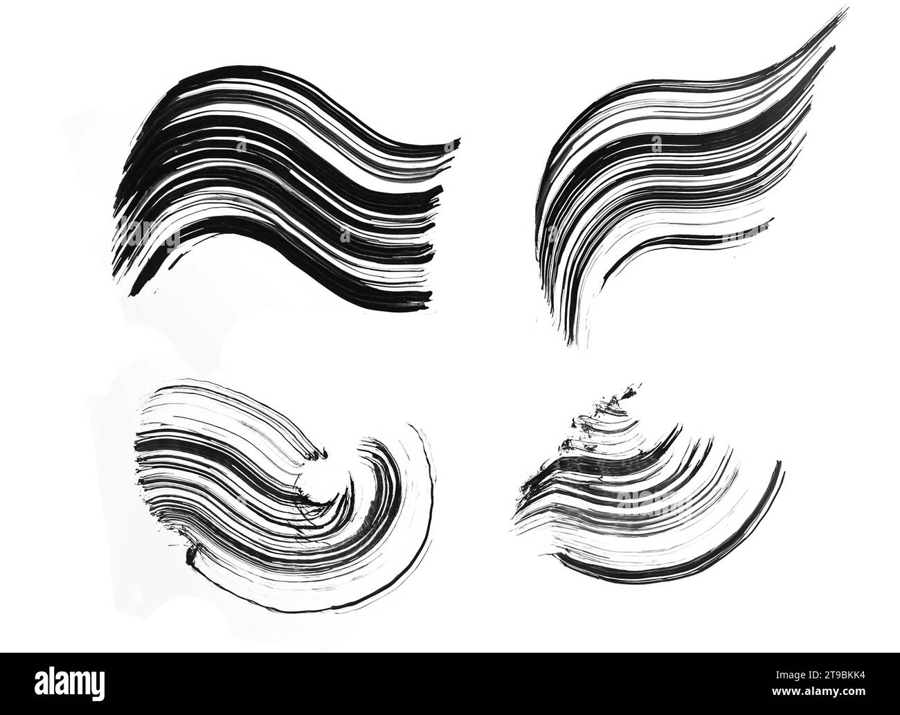 Black abstract texture wave brush stroke and splashes of paint on paper ...