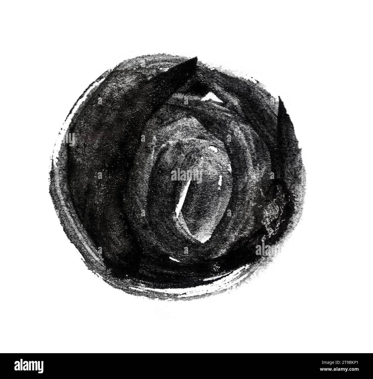 Black abstract brush strokes in form of dot and splashes of paint on ...