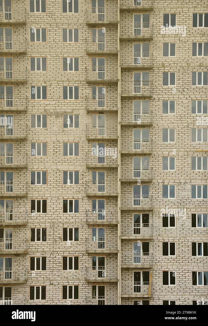Textured pattern of a russian whitestone residential house building ...