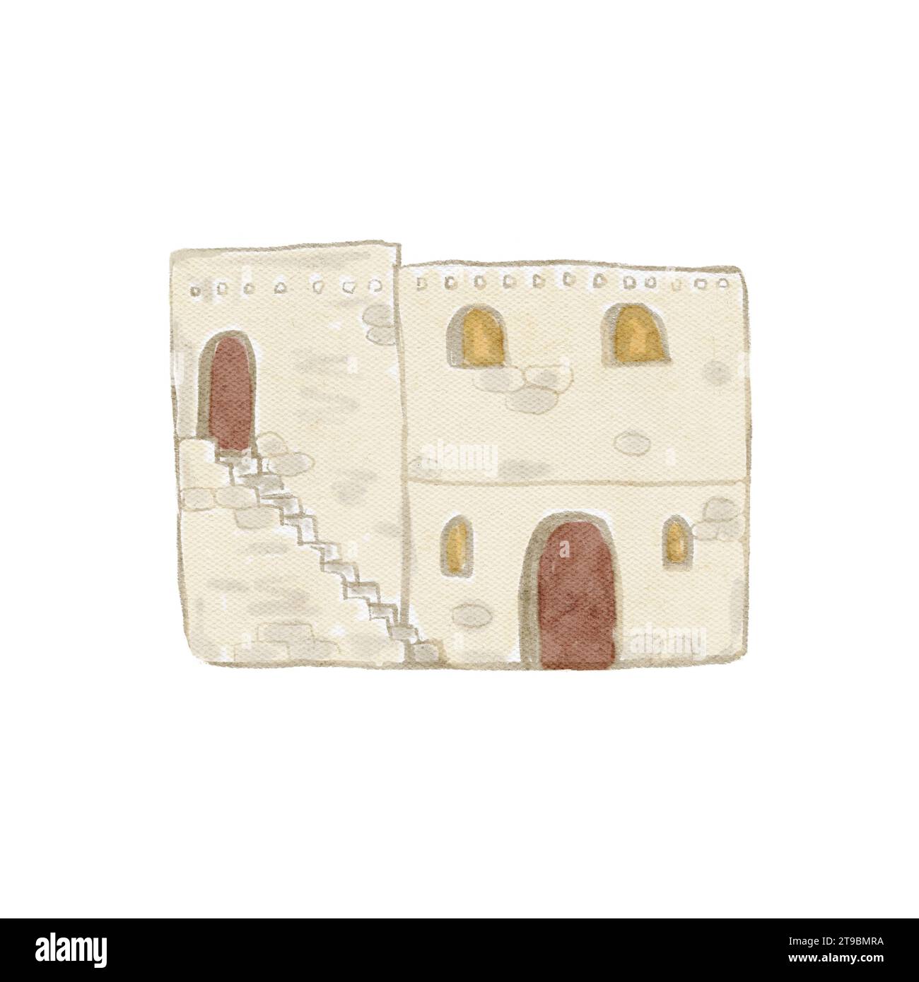 Hand painted watercolor ancient jewish house Stock Photo - Alamy