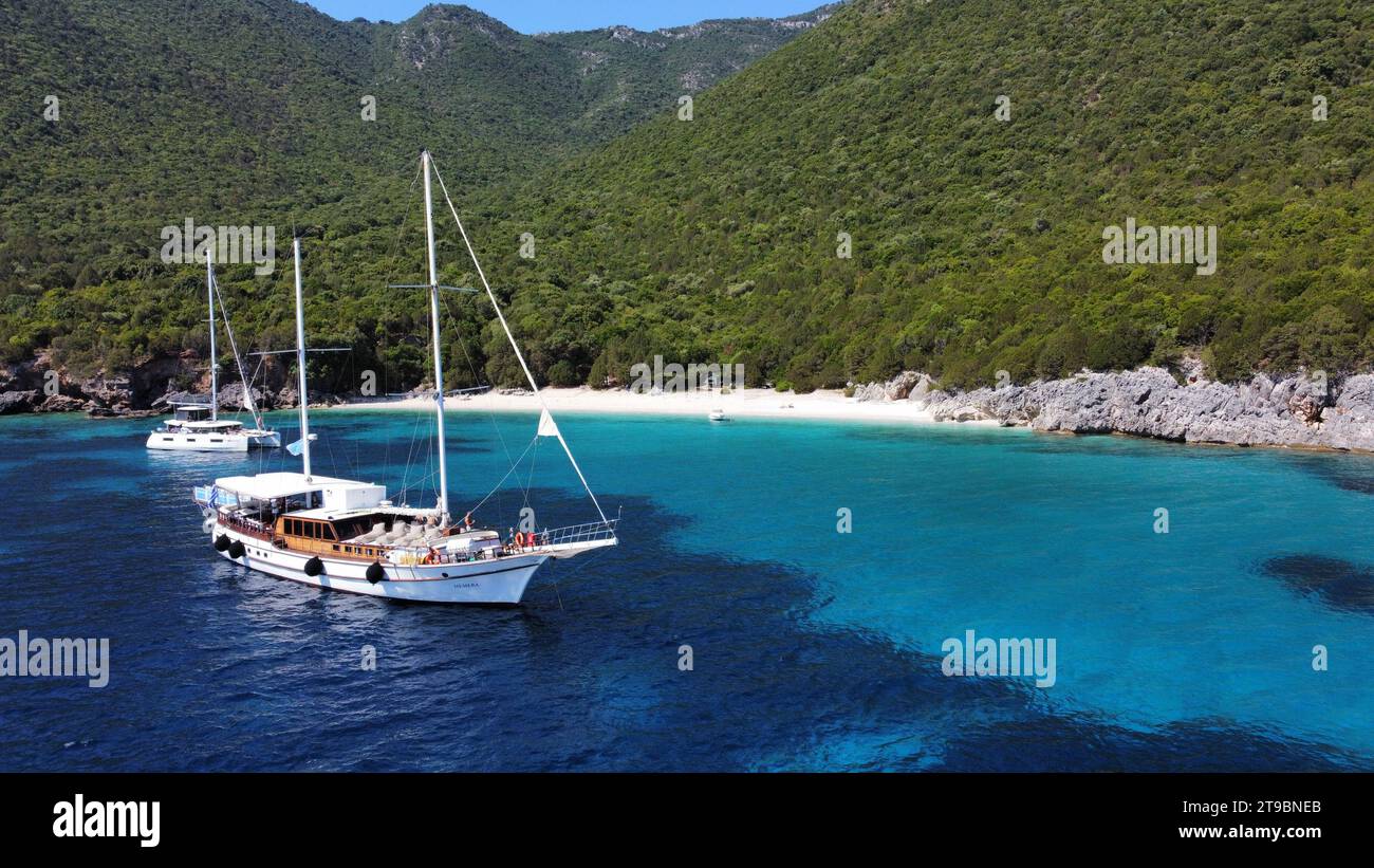 Sailing boat and catamaran in Greece; Crystal water, beautiful colors ...