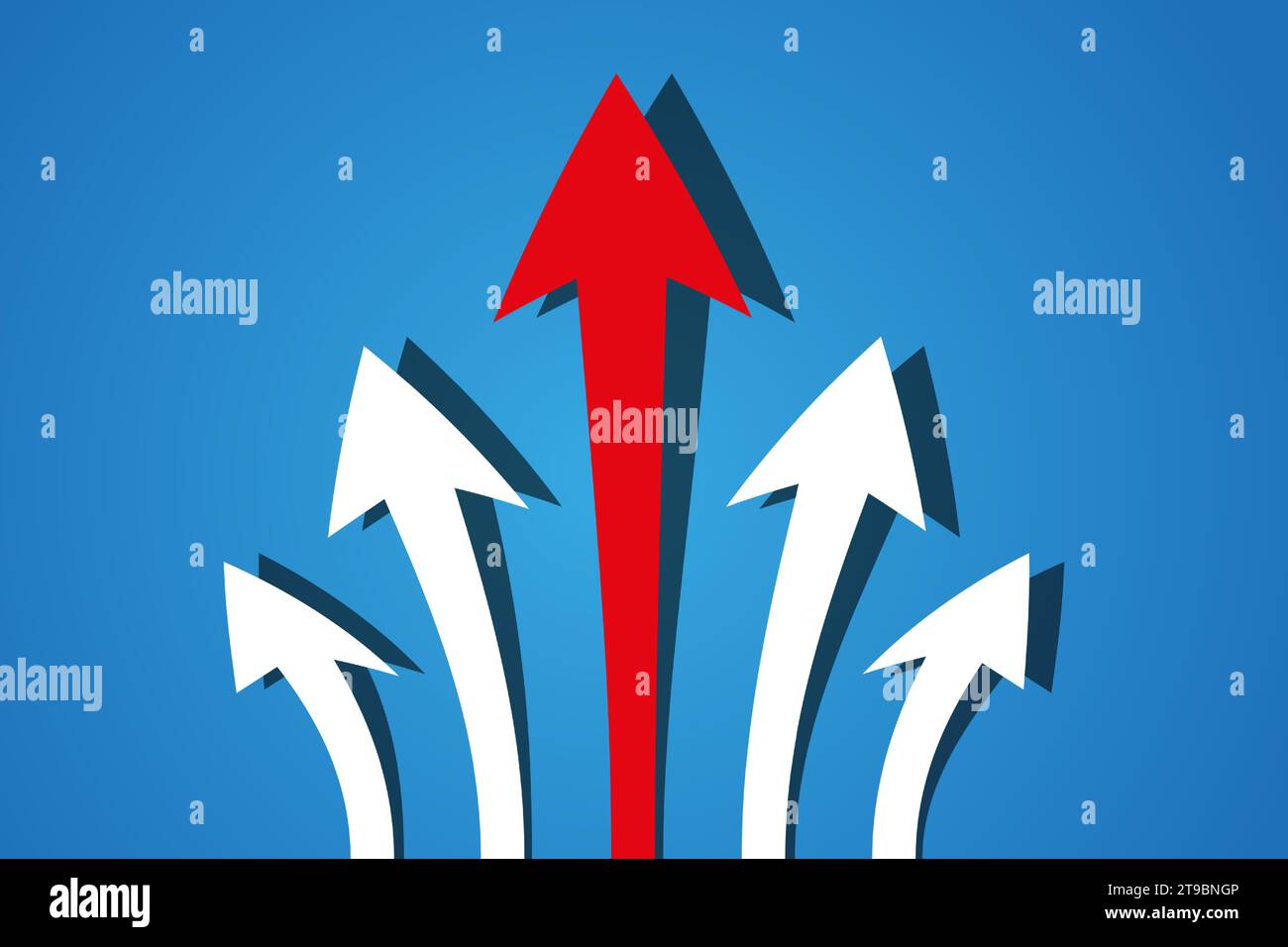 Explore the concept of leadership and success with arrows pointing in ...