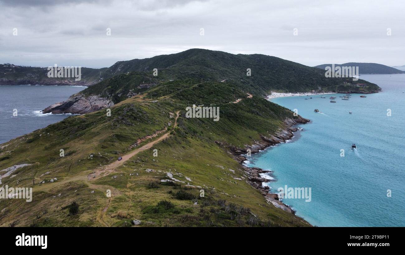 Cliff on the ocean in Arraial do Cabo, Brazil. Beautiful natural colors ...