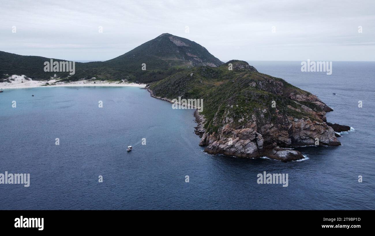 Cliff on the ocean in Arraial do Cabo, Brazil. Beautiful natural colors ...