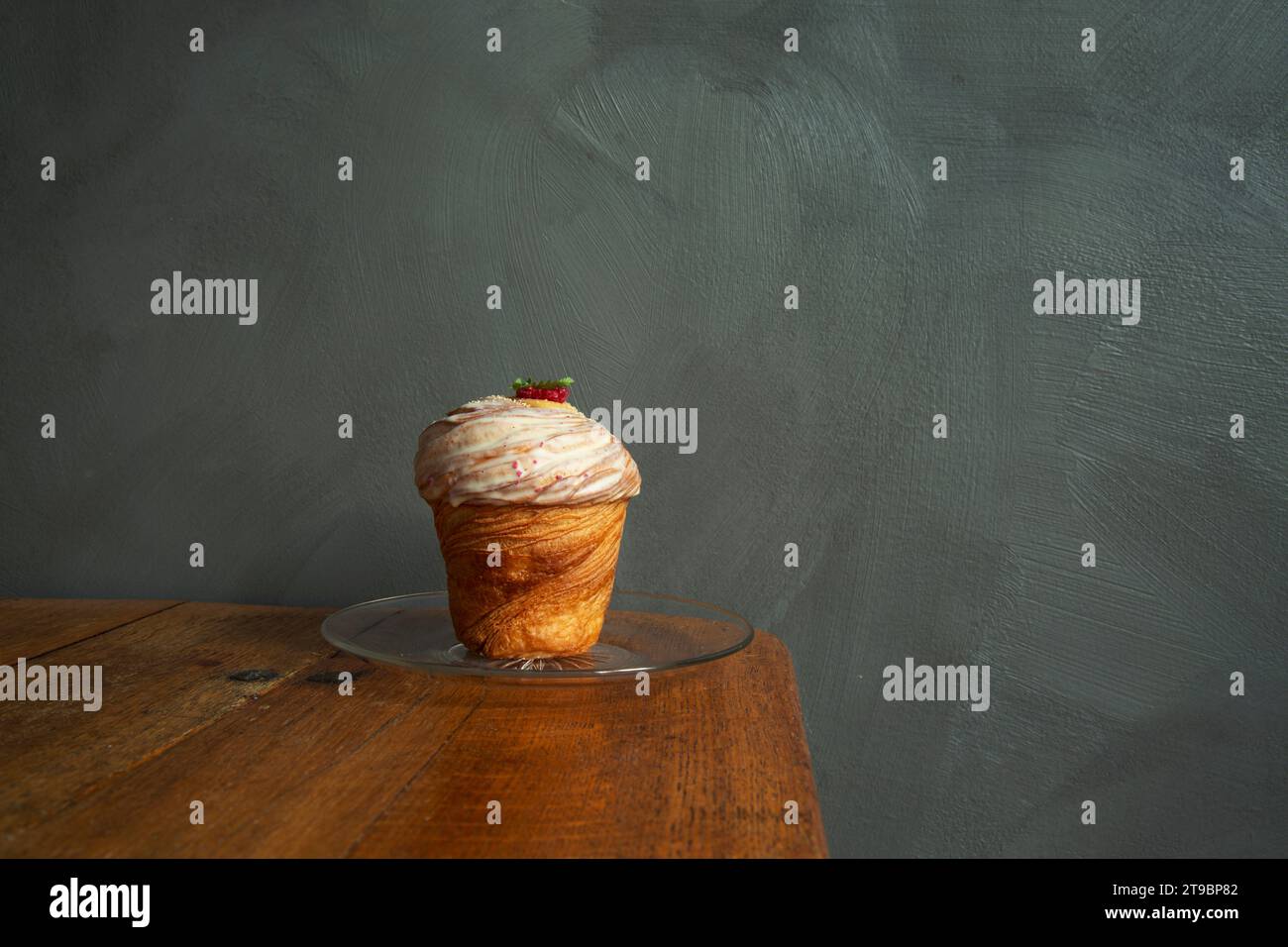 Sweet pastry with garnish on glass plate Stock Photo - Alamy