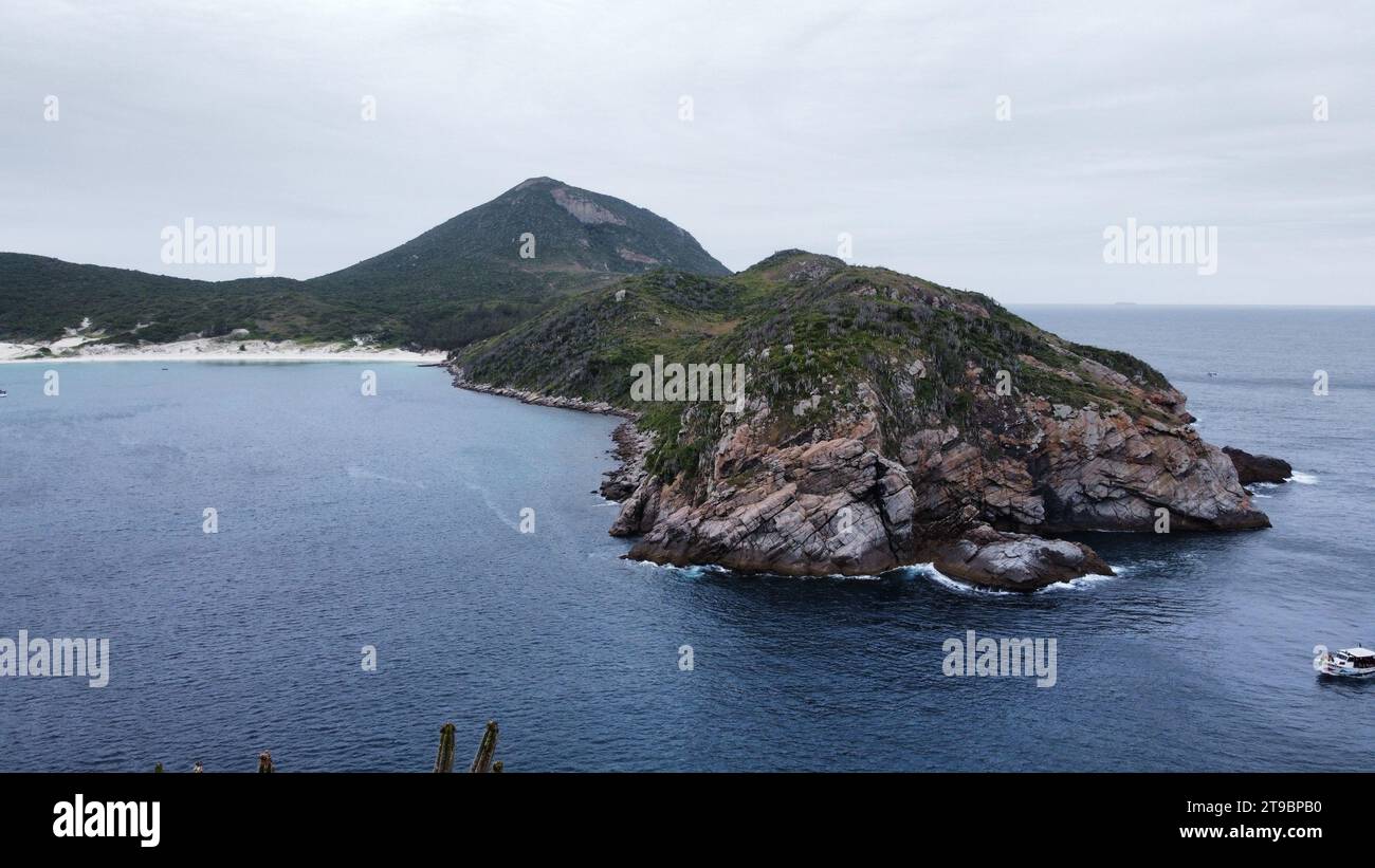 Cliff on the ocean in Arraial do Cabo, Brazil. Beautiful natural colors ...