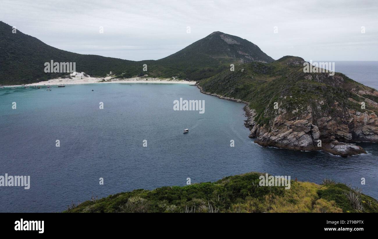 Cliff on the ocean in Arraial do Cabo, Brazil. Beautiful natural colors ...