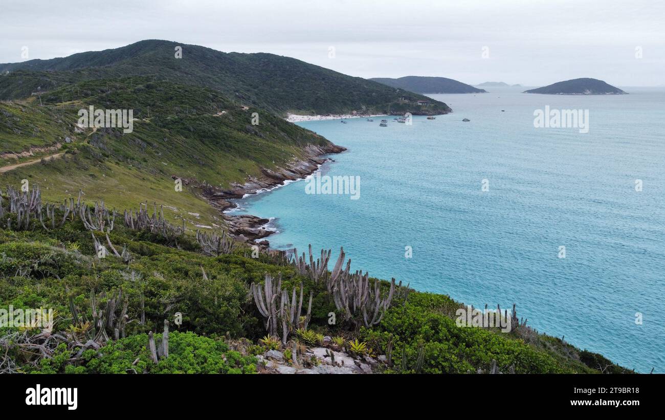 Cliff on the ocean in Arraial do Cabo, Brazil. Beautiful natural colors ...
