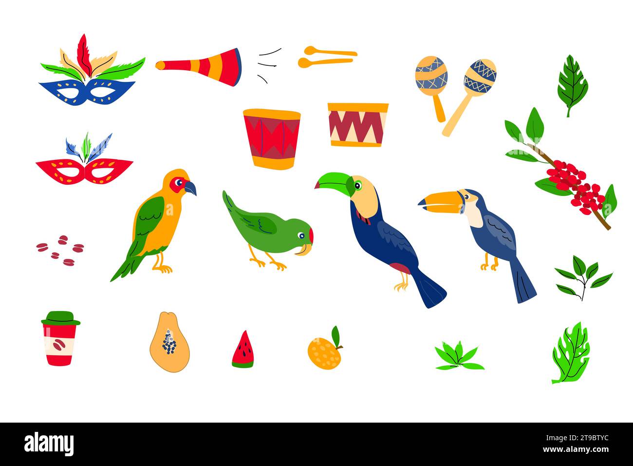 cartoon elements for carnival of rio brazil Stock Vector Image & Art ...