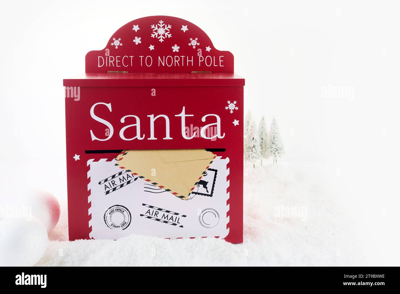 Red mailbox for Christmas mailings with letters to Santa Claus and Elf ...