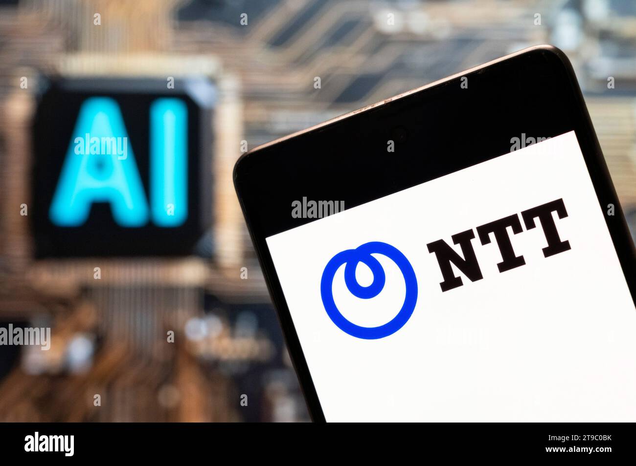 In this photo illustration, the Japanese telecommunications company, The Nippon Telegraph and ...