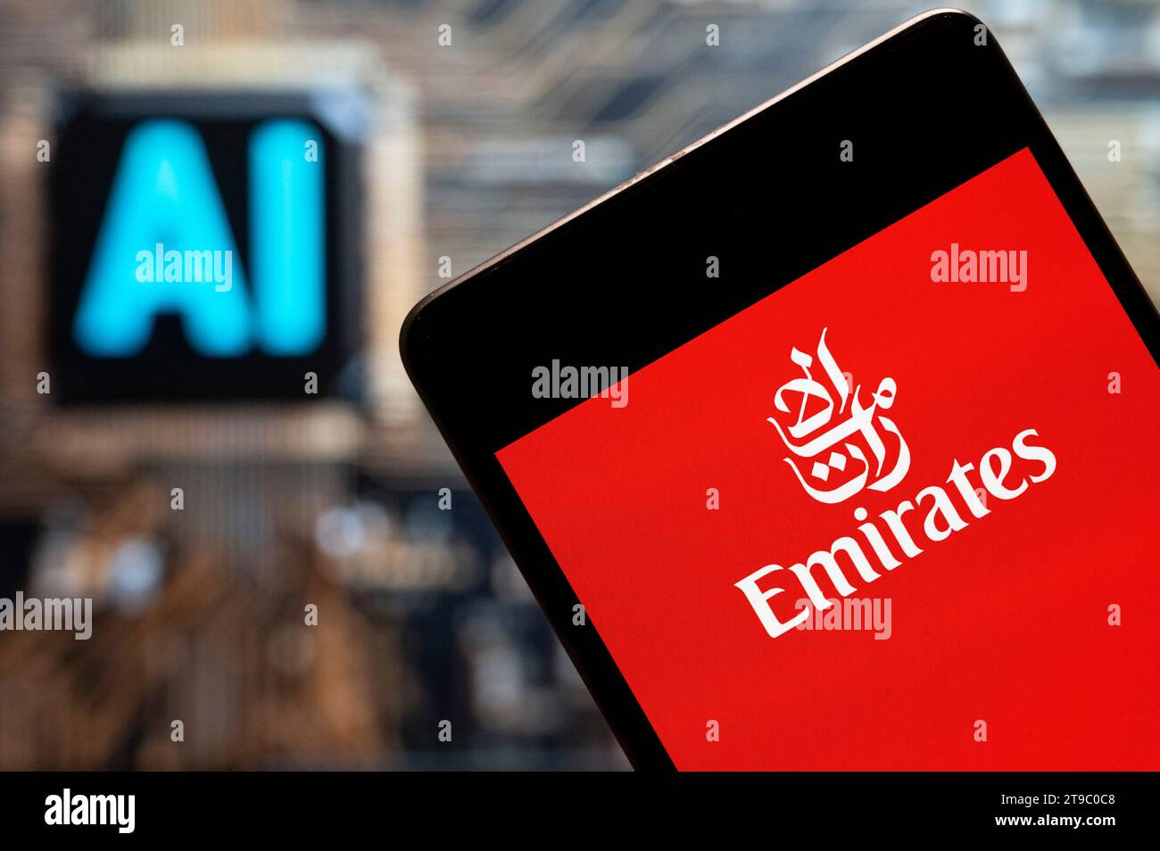 In this photo illustration, the United Arab Emirates airline logo seen ...